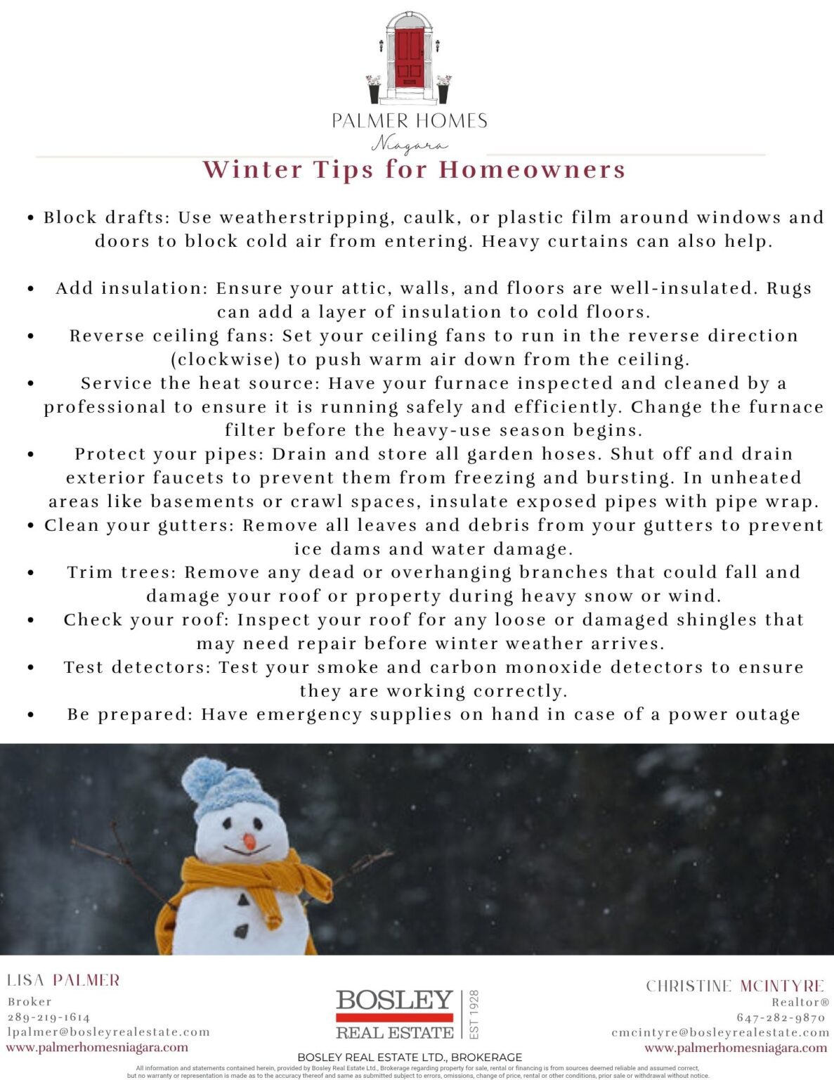 Winter Tips for Homeowners - Palmer Homes Niagara